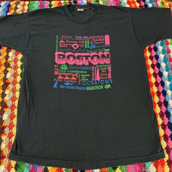 Vintage | Tops | Vintage 9s Boston Neon Massachusetts Single Stitch ...
